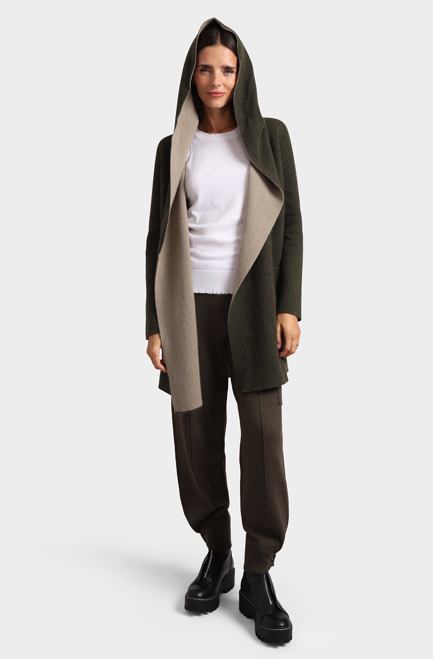 Minnie Rose Cash Hooded Double Faced Coat - Multi | Garmentory