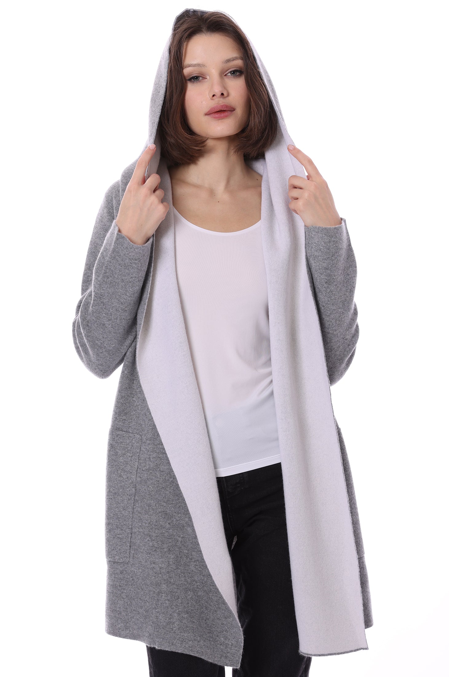 Minnie Rose Cash Hooded Double Faced Coat - Multi | Garmentory