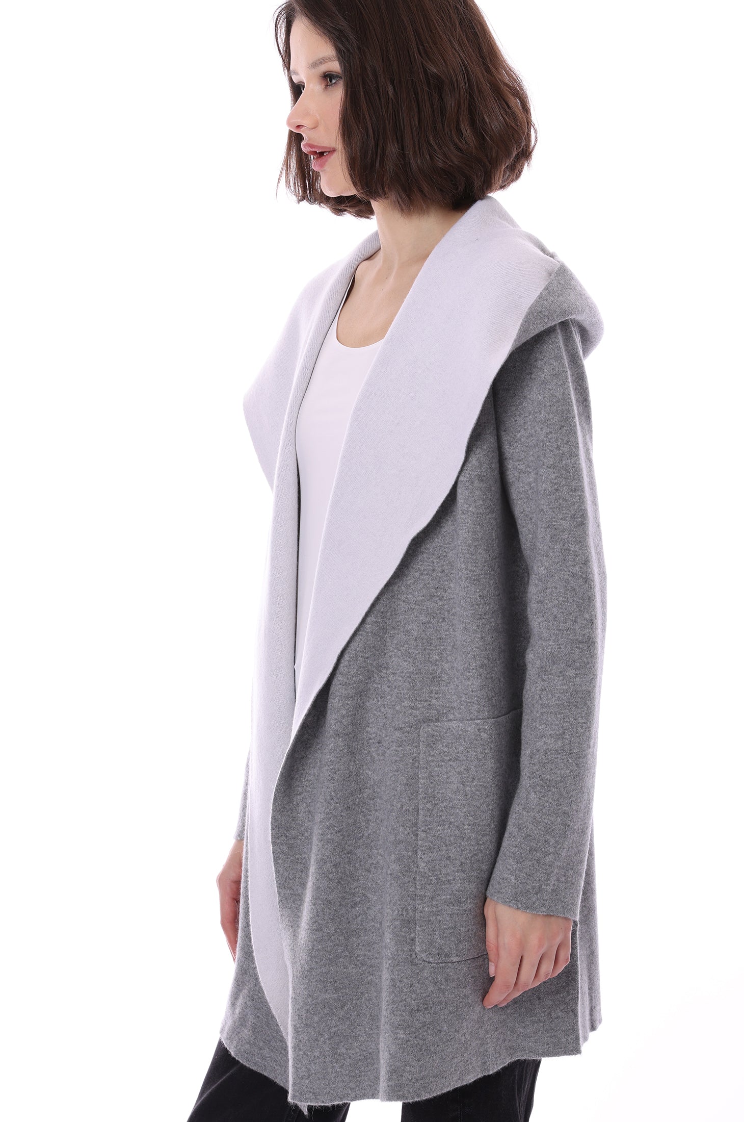 Minnie Rose Cash Hooded Double Faced Coat - Multi | Garmentory