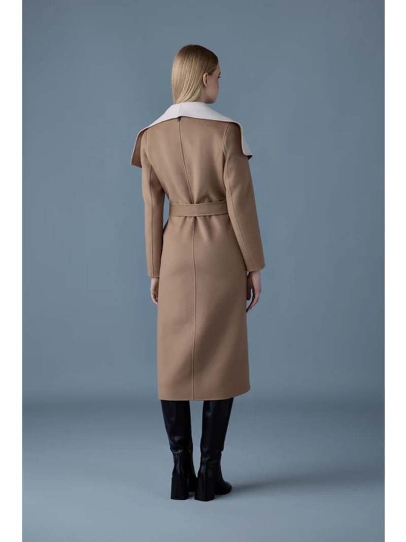 Mackage Mai Double-Face Wool Wrap Coat - Light Camel Trench | Garmentory
