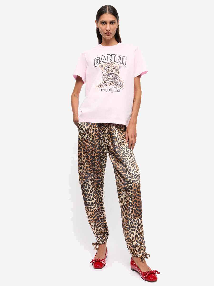 Ganni Basic Jersey Leopard T-Shirt - Pink | Garmentory