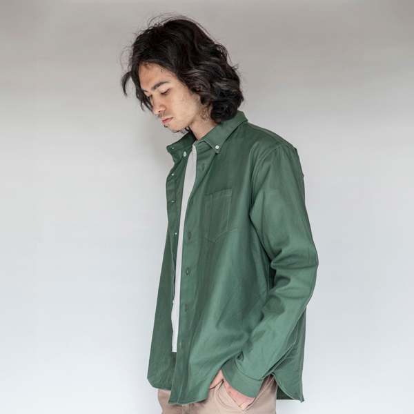 Steven Alan Single Needle Shirt - Bottle Green Canvas | Garmentory