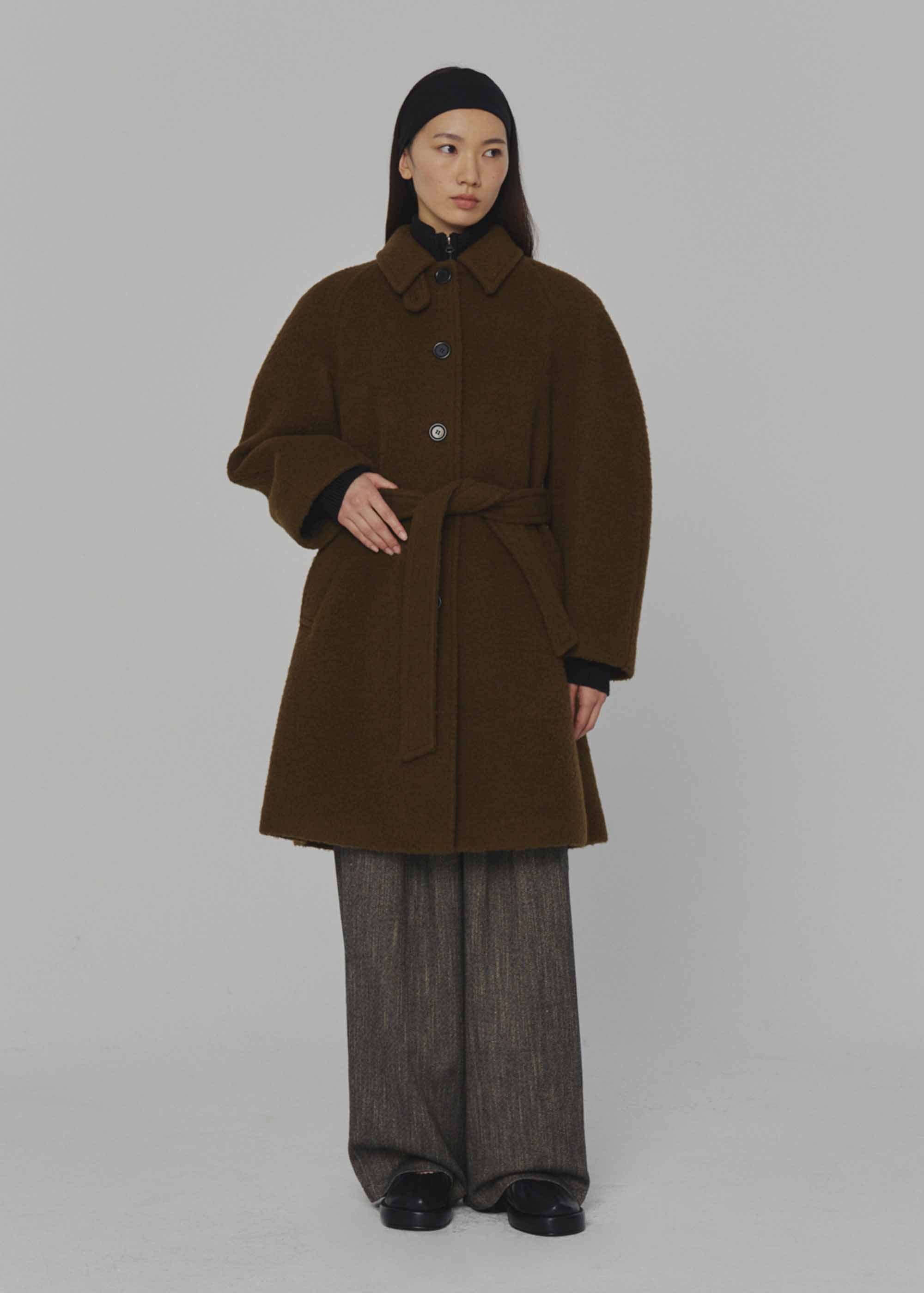 AMOMENTO Fuzzy Raglan Coat - Brown | Garmentory