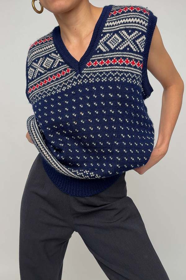 Vintage Wool Knit Vest - Midnight | Garmentory