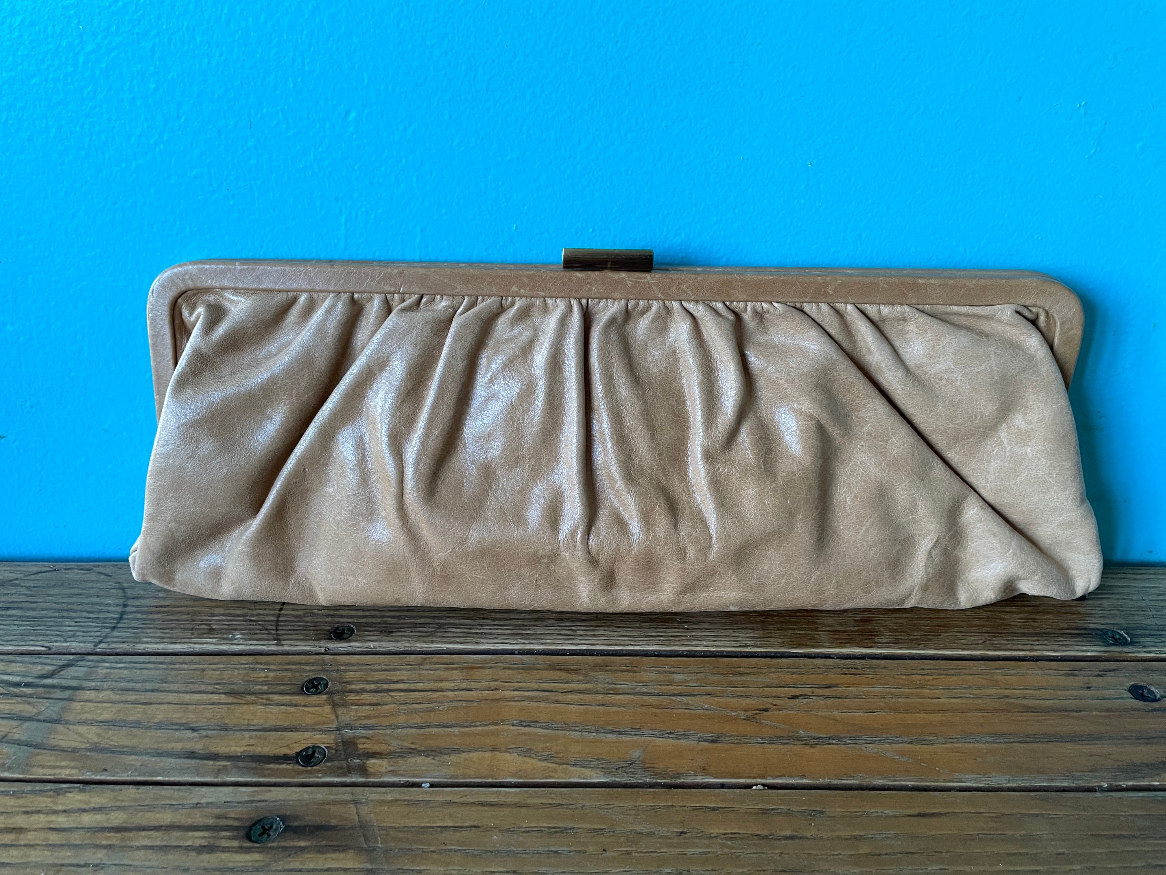 vintage leather Top Handle baguette handbag - tan leather | Garmentory