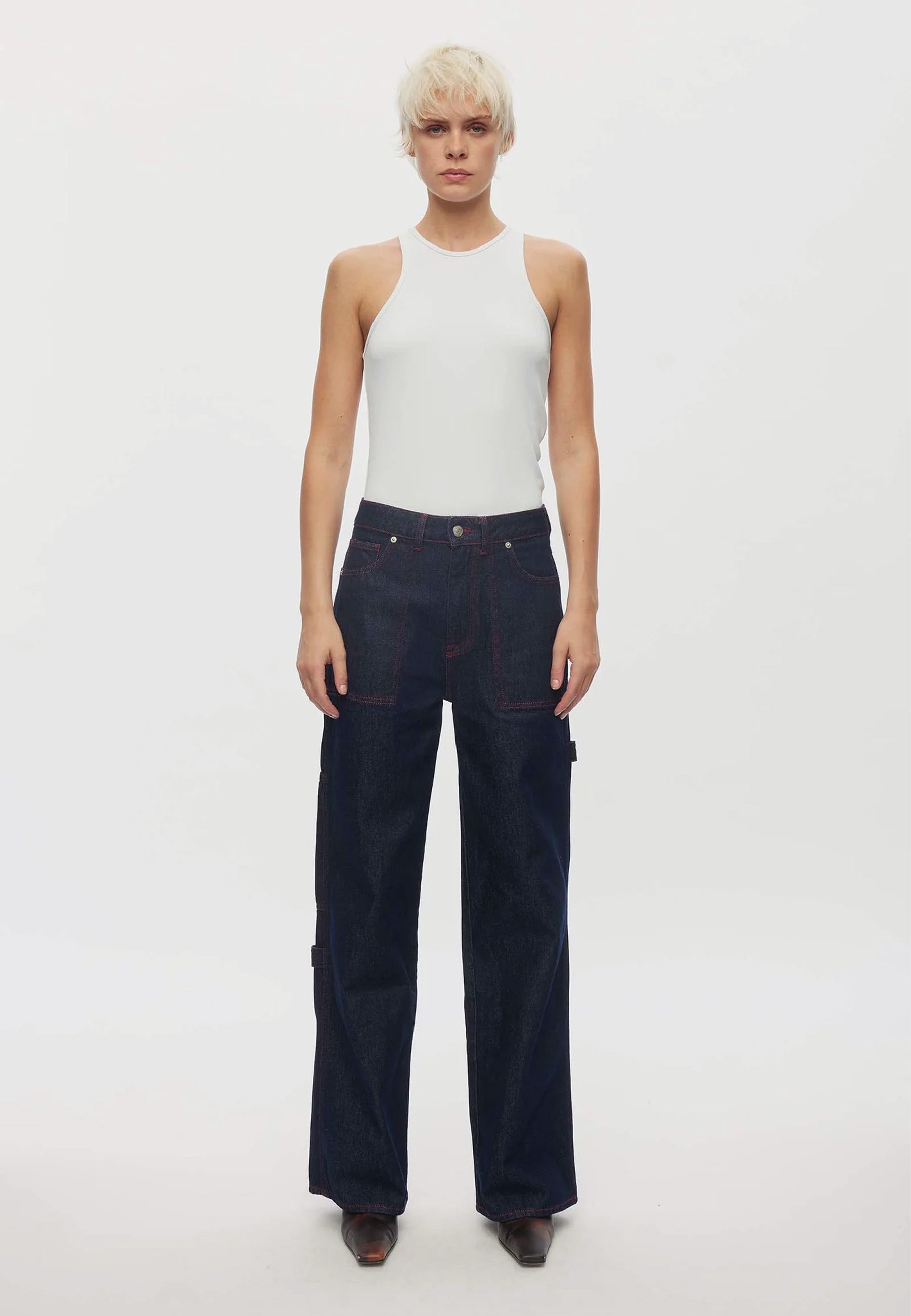 Oval Square Player Jeans - Raw/Red Stitch | Garmentory