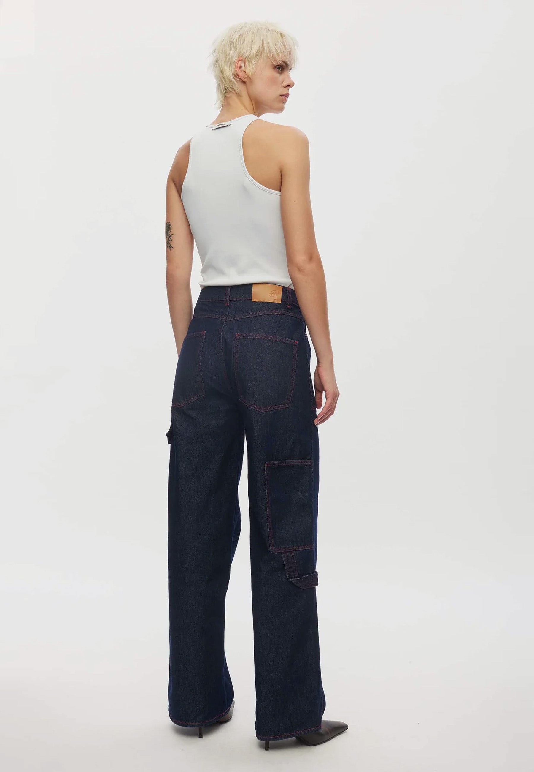 Oval Square Player Jeans - Raw/Red Stitch | Garmentory