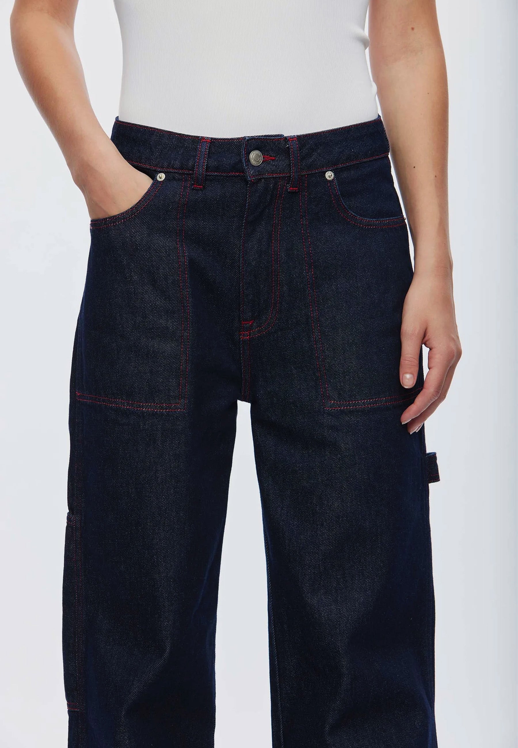 Oval Square Player Jeans - Raw/Red Stitch | Garmentory