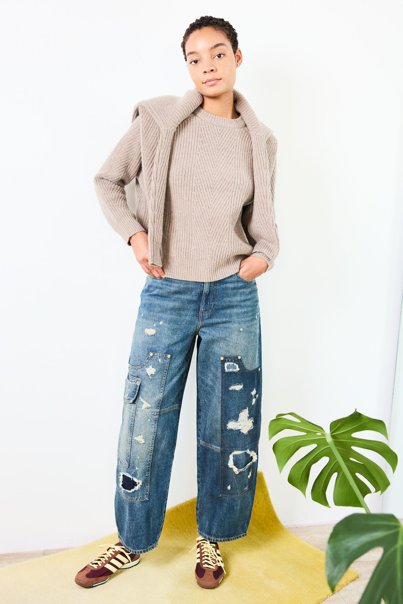 Ganni Heavy Washed Denim Carpenter Jeans - Mid Blue Vintage | Garmentory
