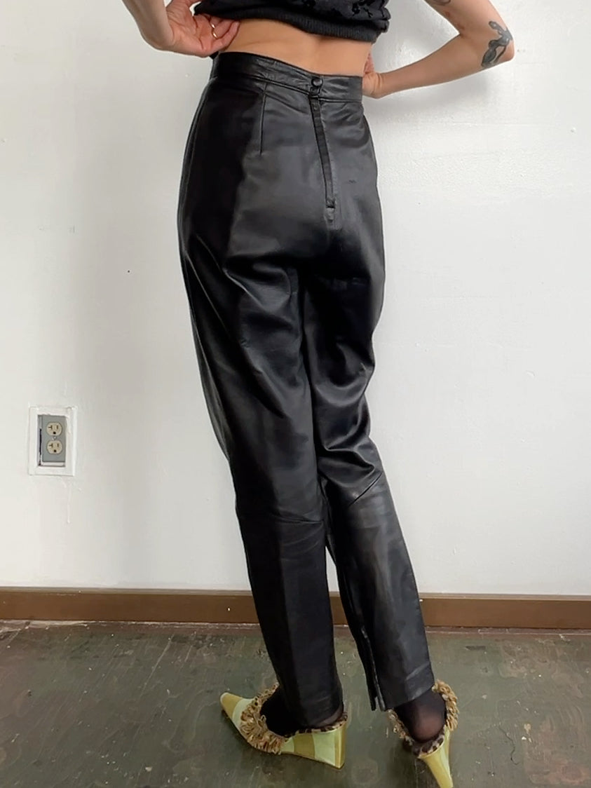 Vintage 90s Butter Leather Pants - Black | Garmentory