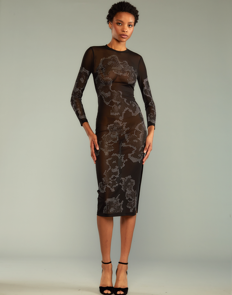 Cynthia Rowley Aaliyah Crystal Dress - Black Multi | Garmentory
