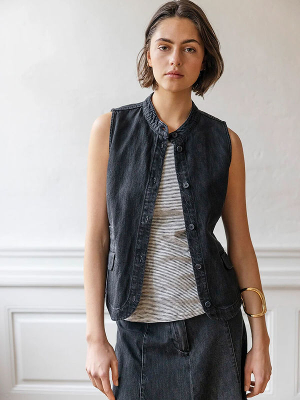 Project AJ117 Passion Denim Waistcoat - Black | Garmentory