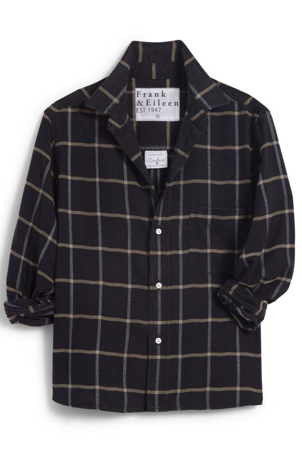 Frank & Eileen Silvio Windowpane Shirt - Black/Camel | Garmentory