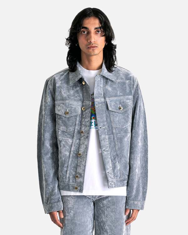Casablanca Peach Denim Jacket - Aqua Blue | Garmentory