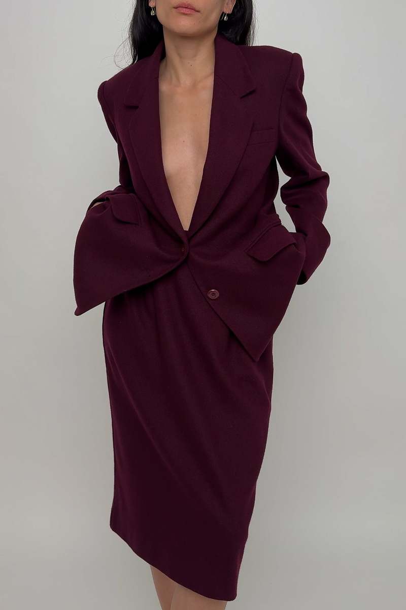 Vintage Wool Two Piece Skirt Suit - Merlot | Garmentory