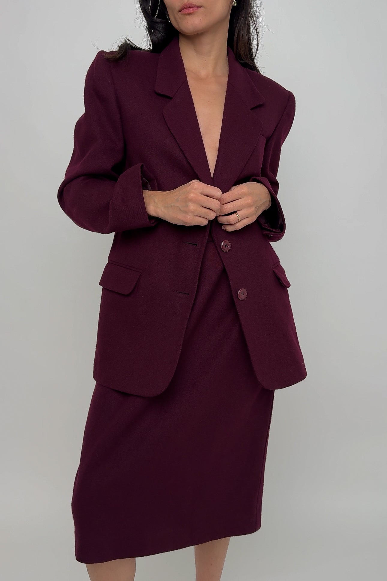 Vintage Wool Two Piece Skirt Suit - Merlot | Garmentory