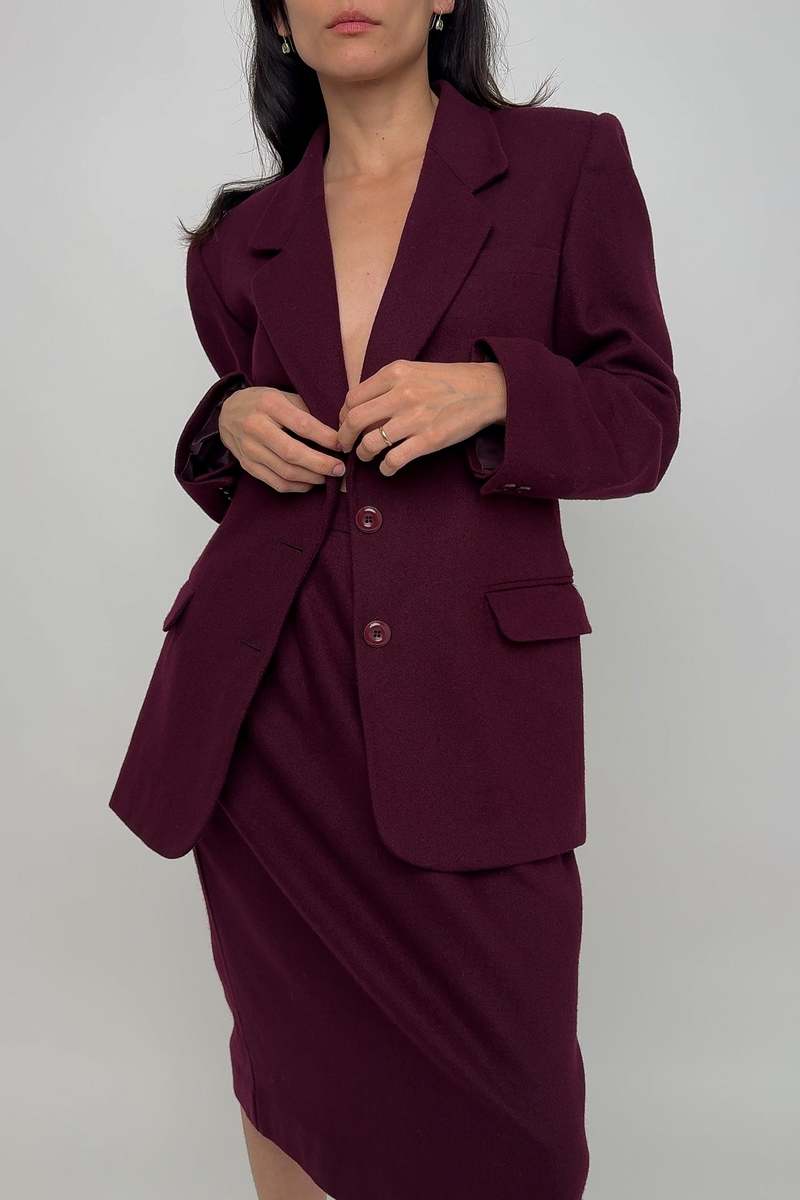Vintage Wool Two Piece Skirt Suit - Merlot | Garmentory