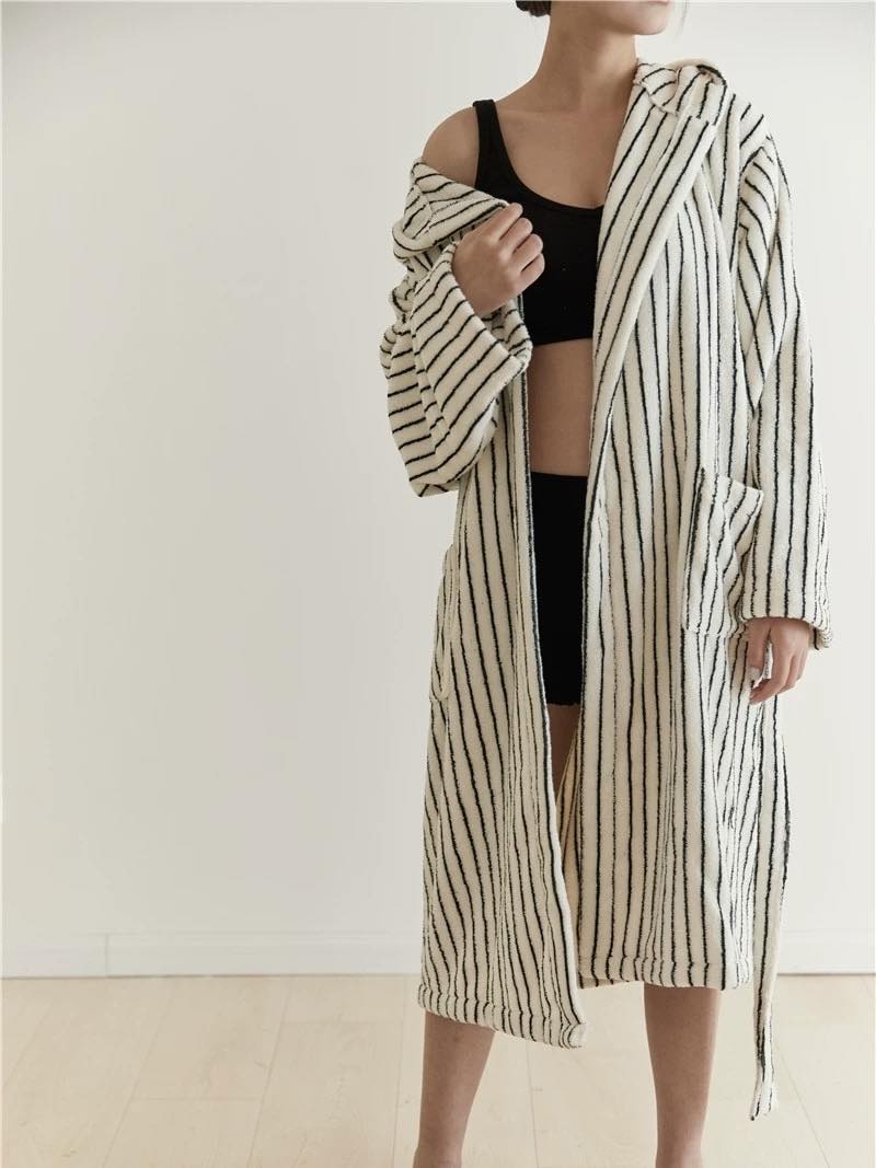 Inspecial Home Hooded Stripe Bath Robe | Garmentory