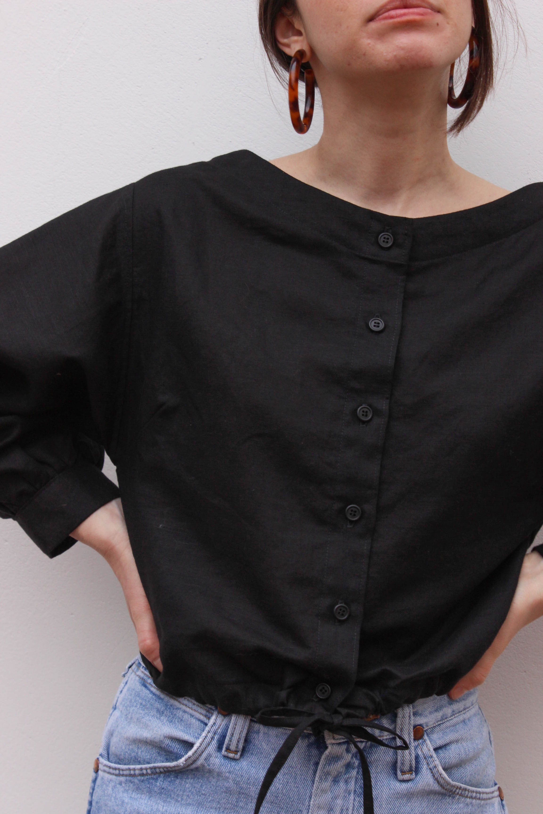 Avenue Full Sleeve Drawstring Blouse - Black | Garmentory