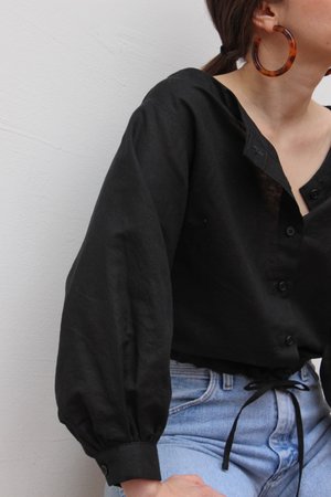 Avenue Full Sleeve Drawstring Blouse - Black | Garmentory