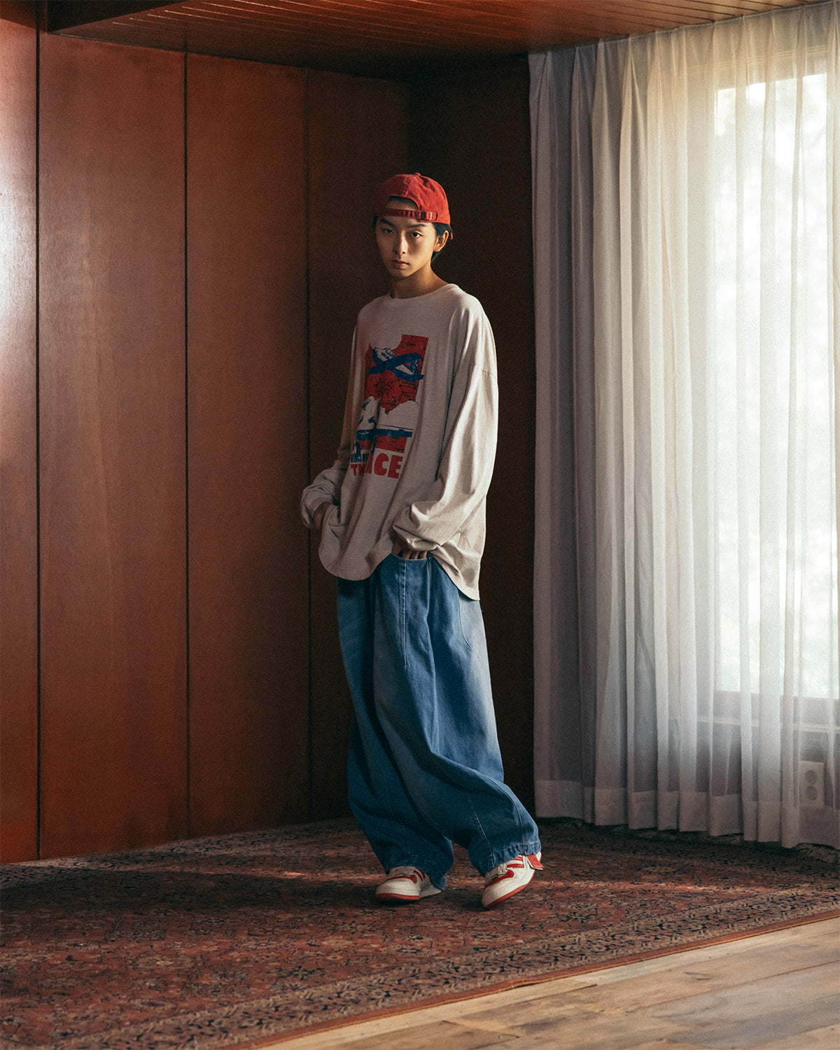 Anglan Pit Pocket Dart Balloon Pant - Beige/Denim | Garmentory