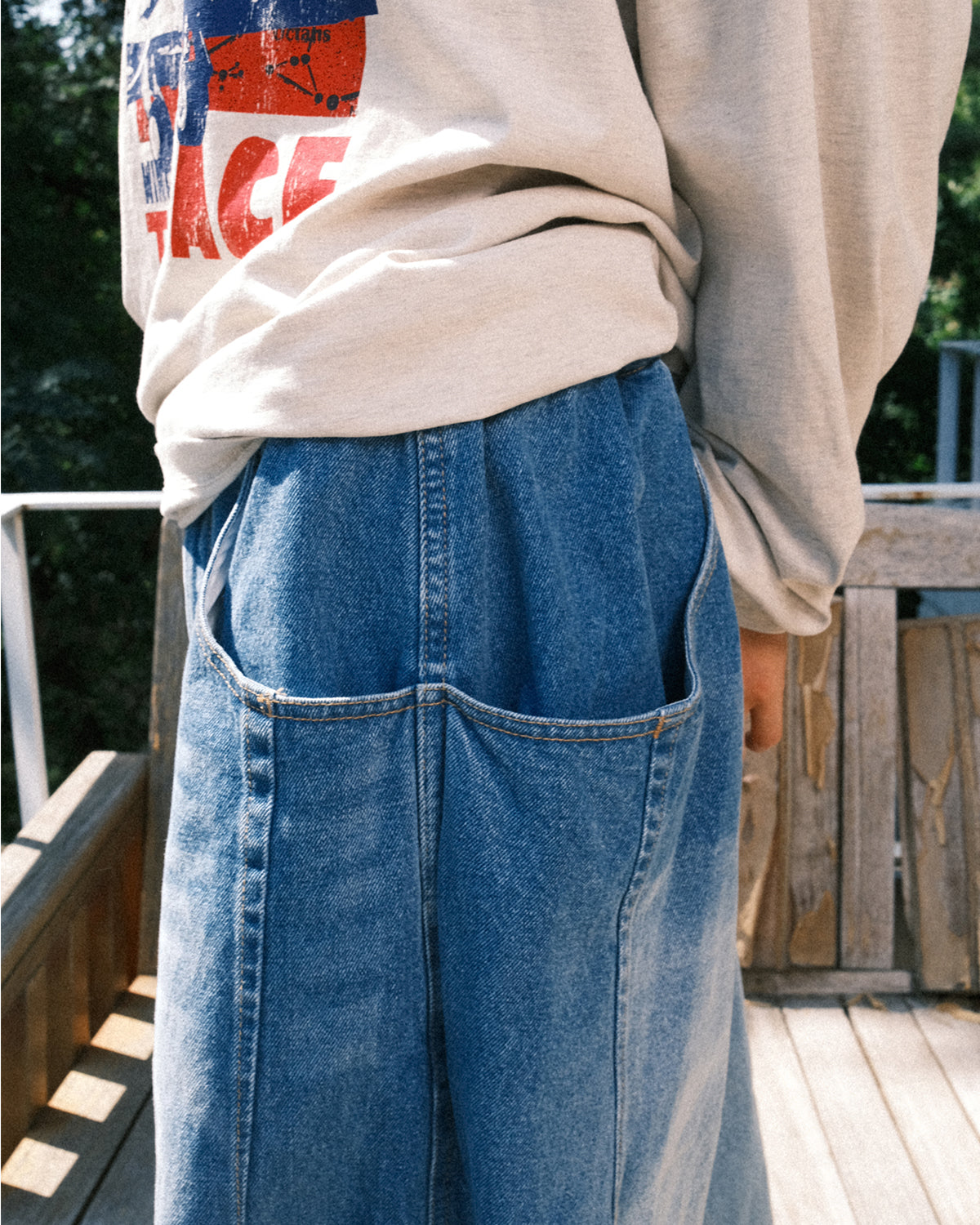 Anglan Pit Pocket Dart Balloon Pant - Beige/Denim | Garmentory