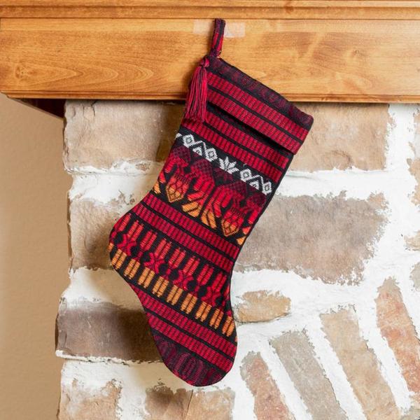 Upavim Guatemalan Brocade Christmas Stocking | Garmentory