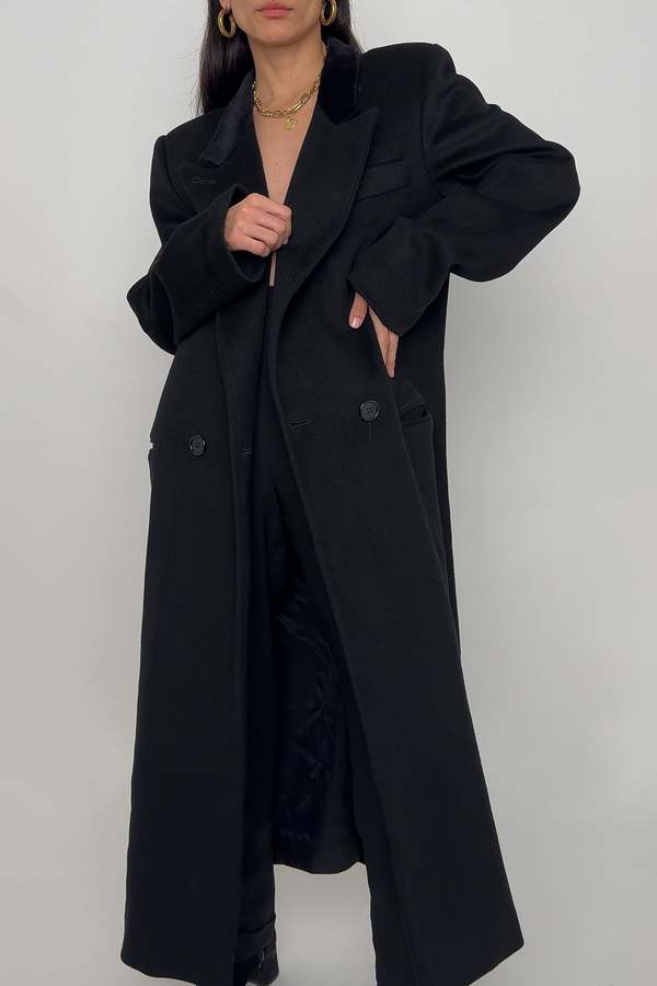 Vintage Pure Wool Double Breasted Coat - Raven | Garmentory