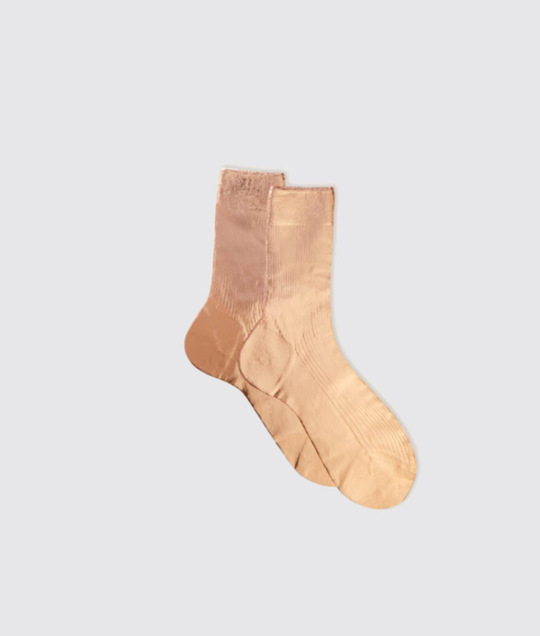Maria la Rosa One Rib Laminated Metallic Sock - Rosa | Garmentory
