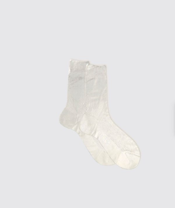 Maria la Rosa One Rib Laminated Metallic Sock - Silver | Garmentory