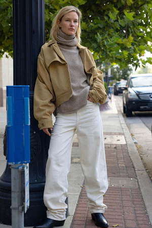 James Street Co. Sam Double Turtleneck - Speckled Oatmeal | Garmentory
