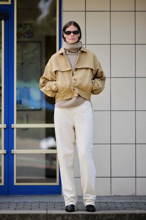 James Street Co. Sam Double Turtleneck - Speckled Oatmeal | Garmentory