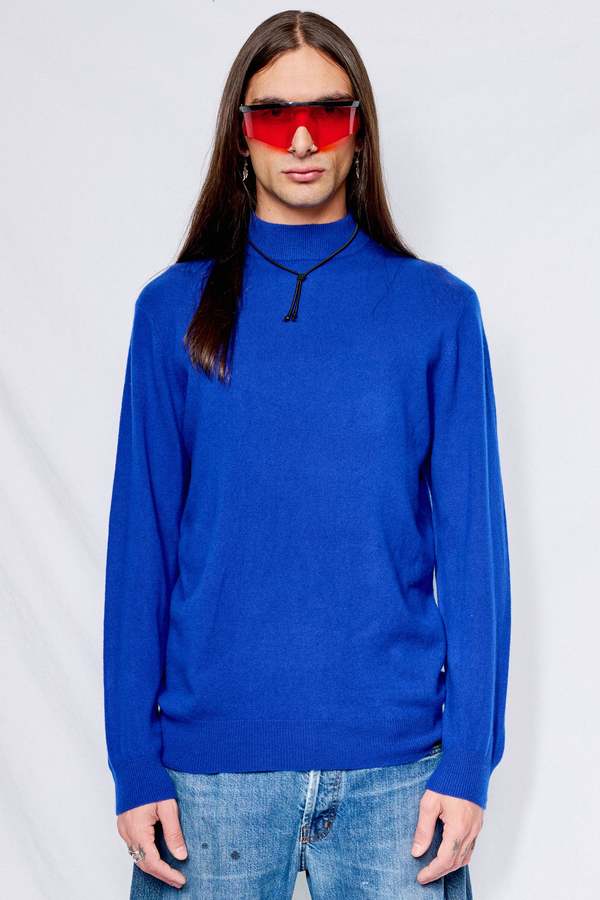 Royal Blue Cashmere Mockneck Sweater | Garmentory