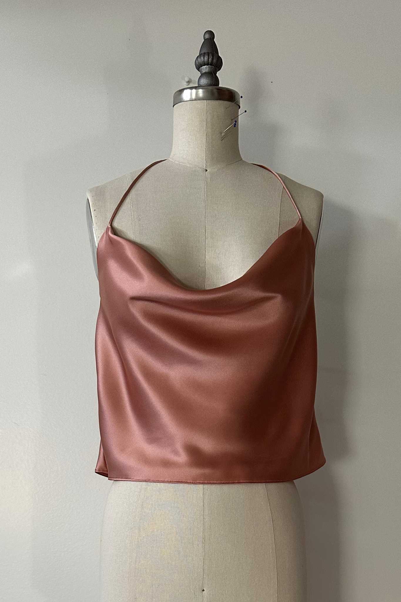 Jacoba Jane Odette Silk Satin Draped Backless Top - French Rose ...