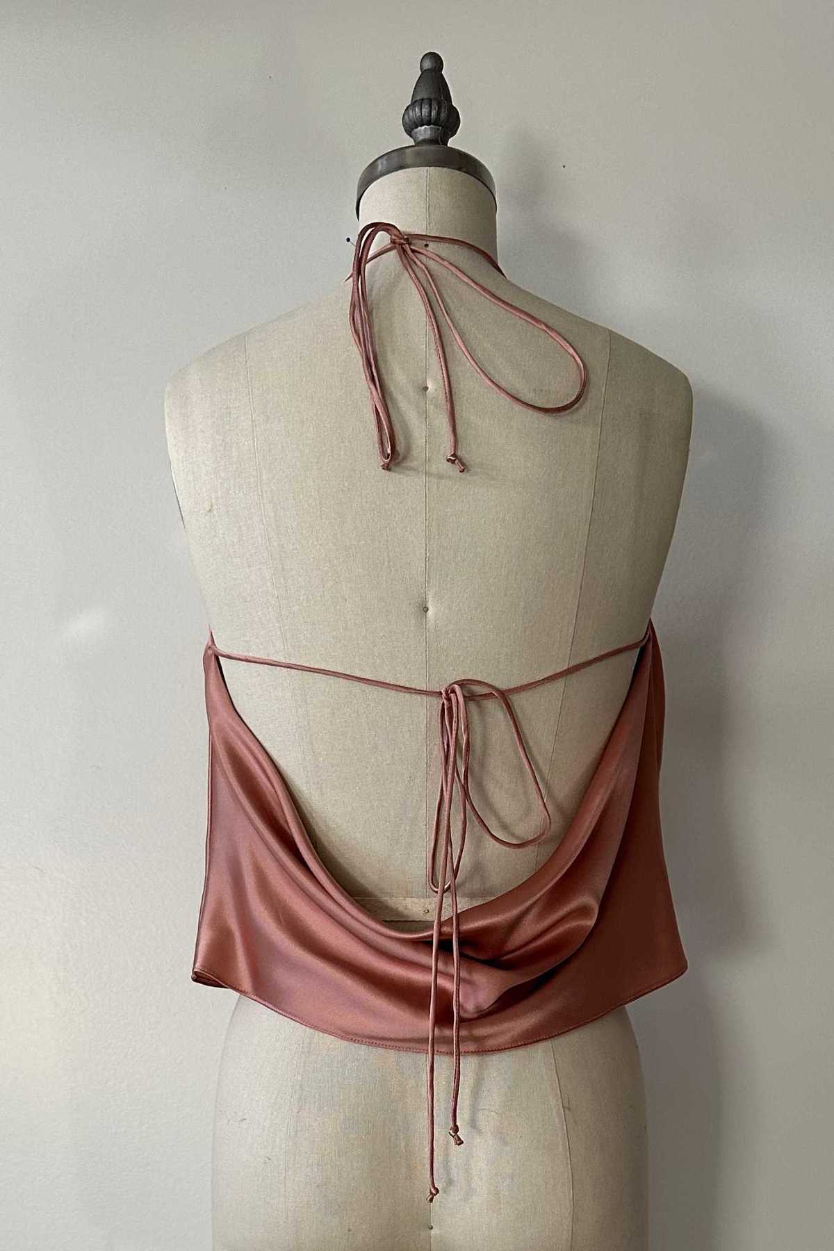 Jacoba Jane Odette Silk Satin Draped Backless Top - French Rose ...