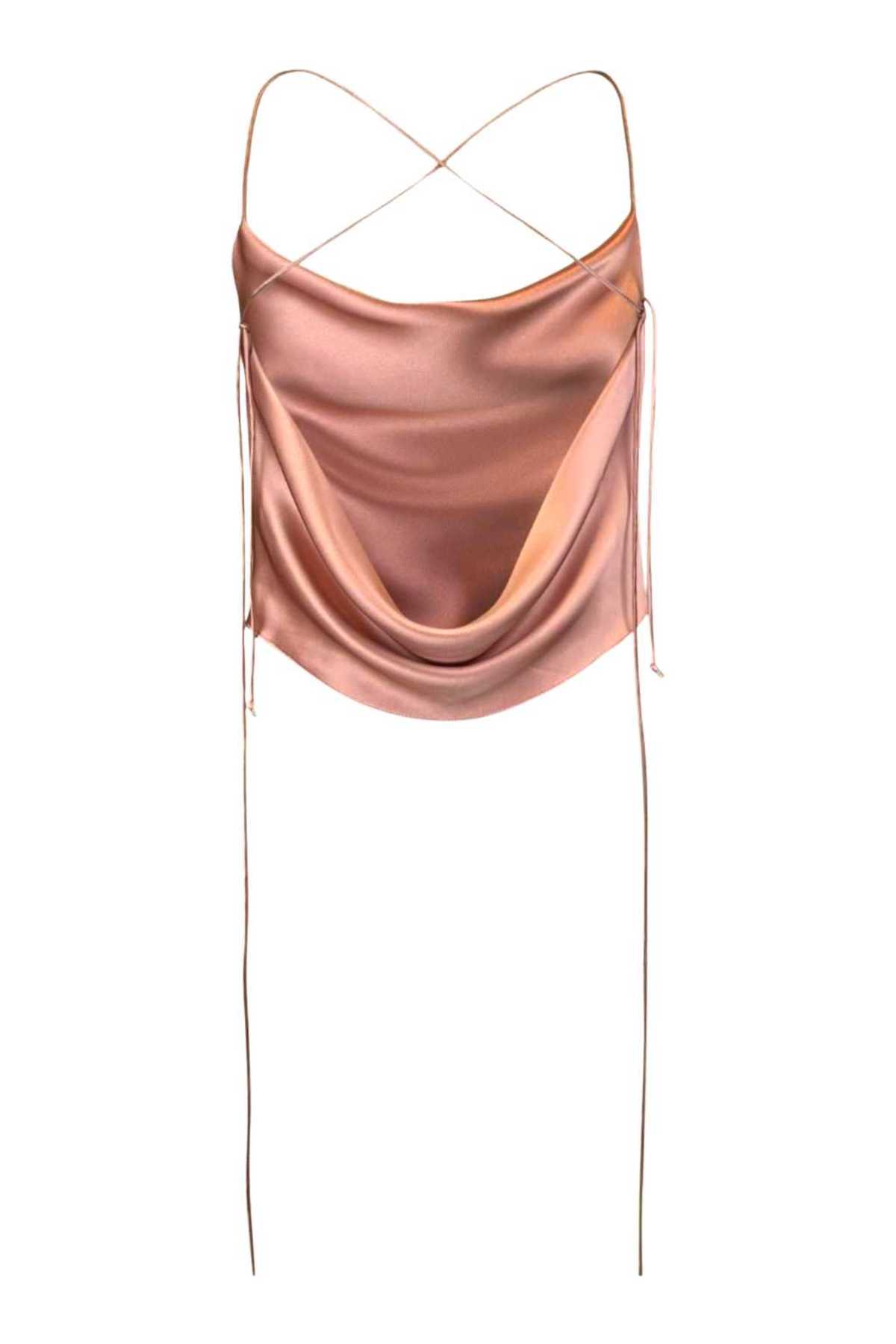 Jacoba Jane Odette Silk Satin Draped Backless Top - French Rose ...