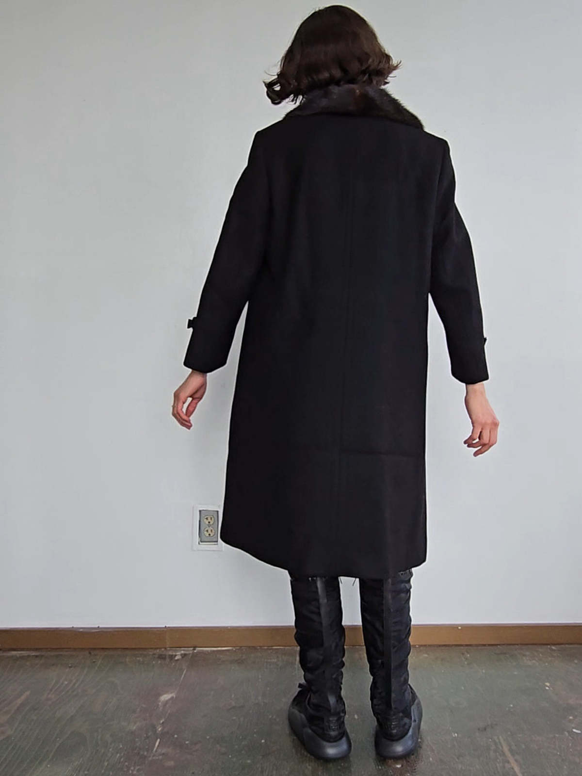 Vintage 1960s Fur Collar Car Coat - Black | Garmentory