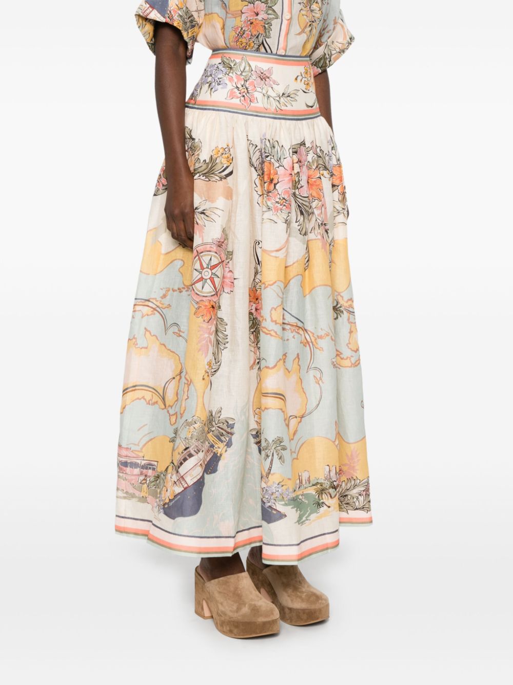 Zimmermann Tallow Midi Skirt - Nautical Map | Garmentory