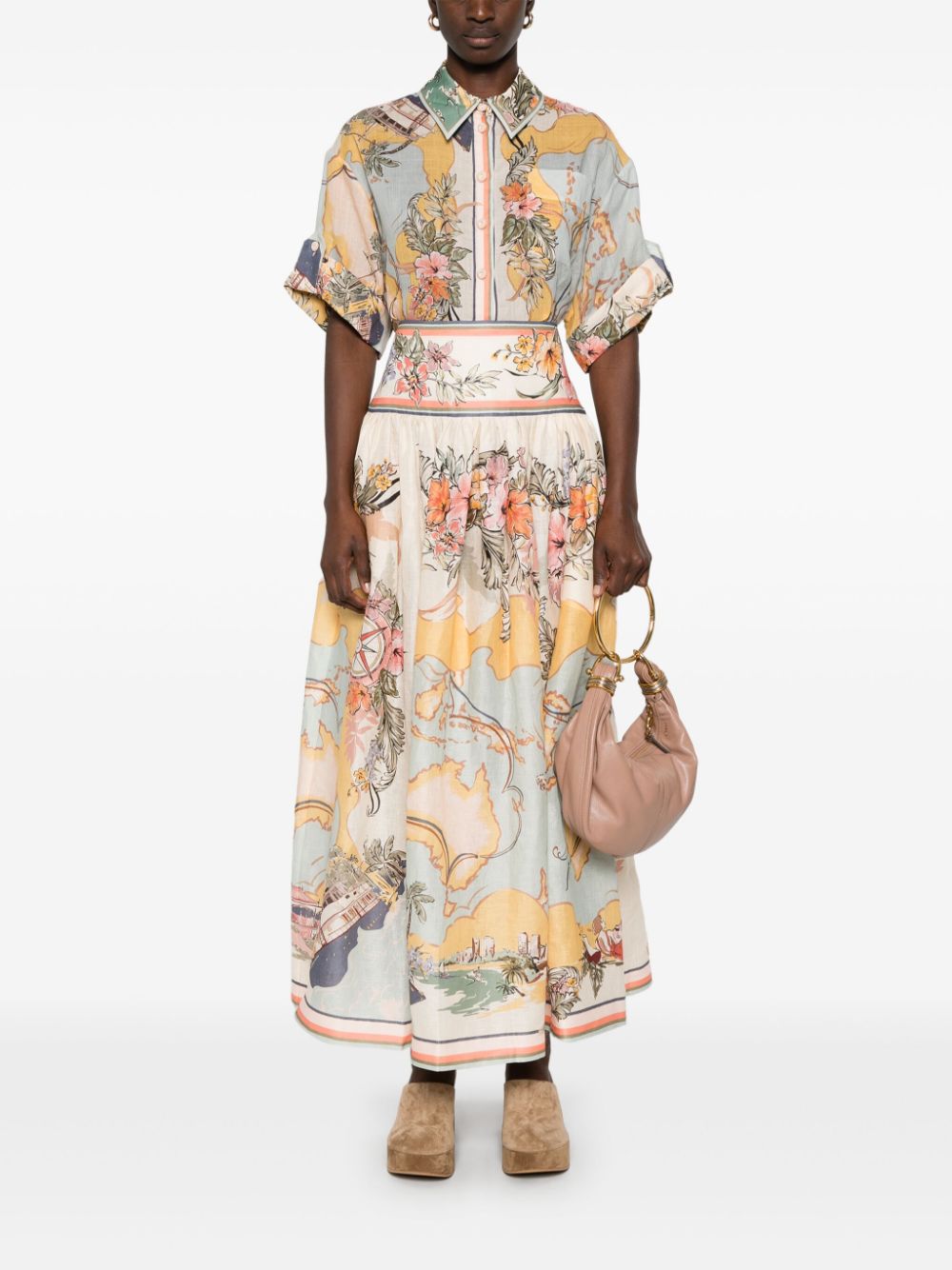 Zimmermann Tallow Relaxed Shirt - Nautical Map | Garmentory