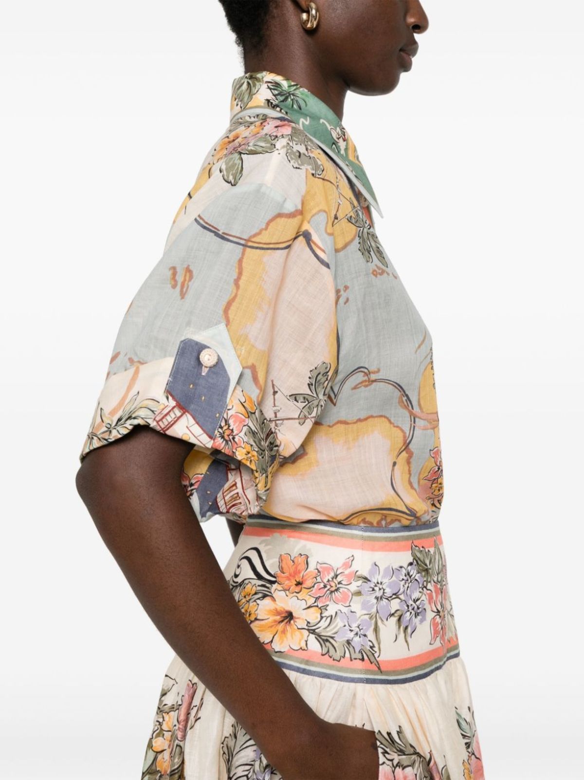 Zimmermann Tallow Relaxed Shirt - Nautical Map | Garmentory