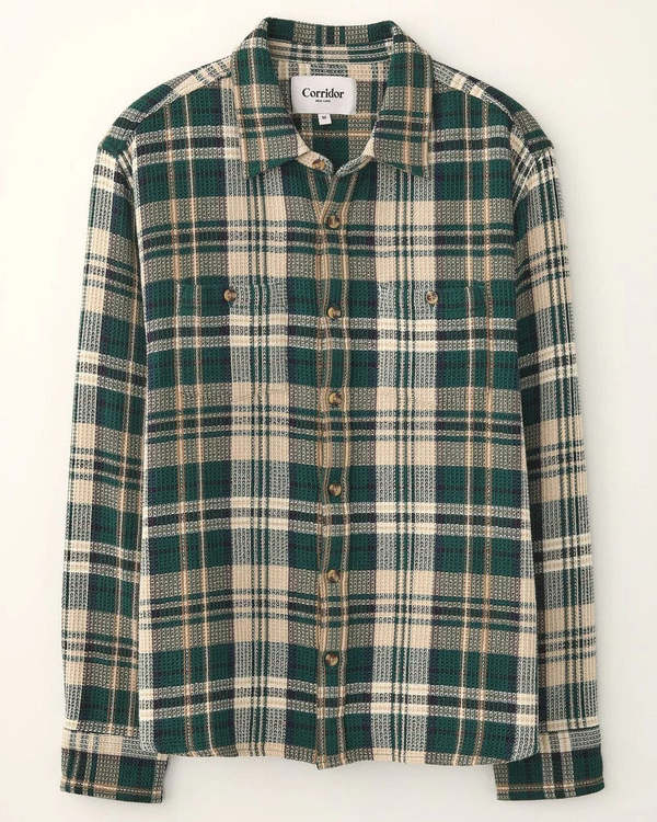 Corridor Waffle Madras Long Sleeve Shirt | Garmentory