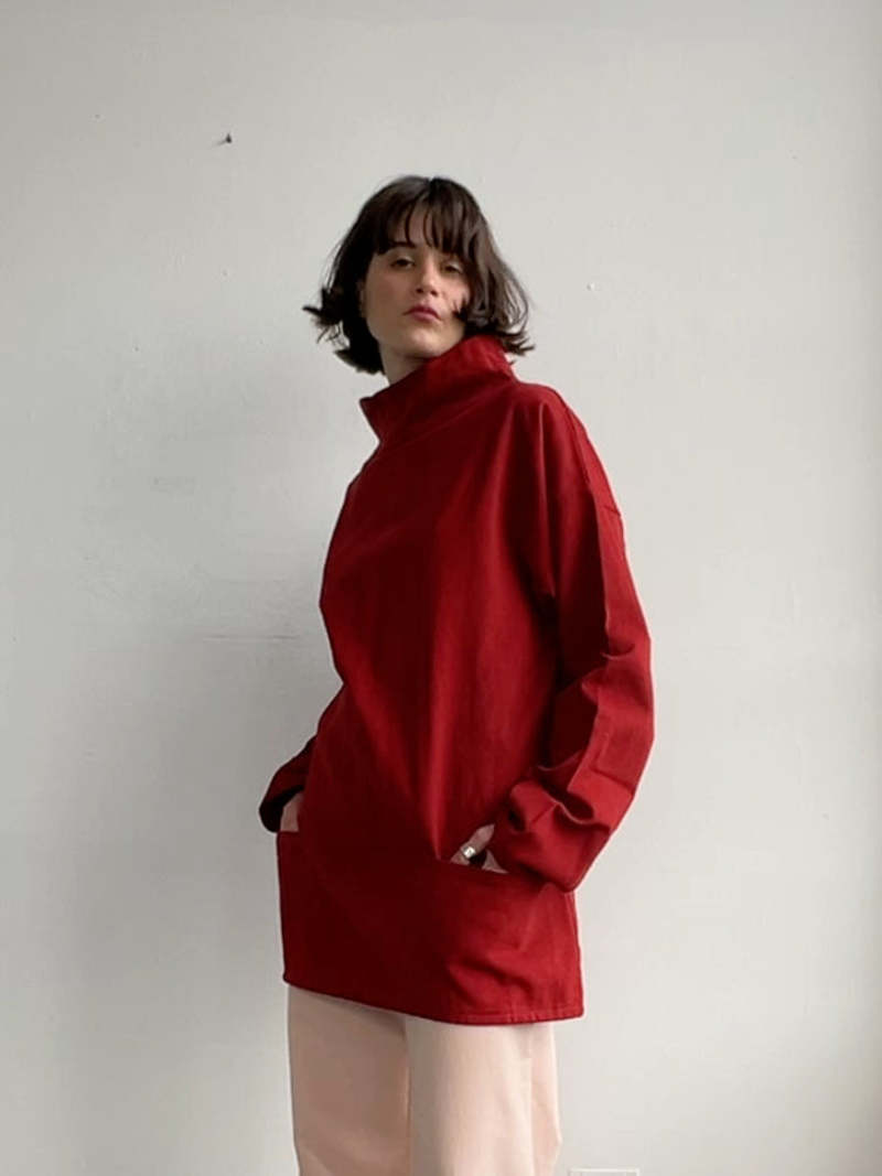Vintage Denim Mock Neck Tunic - Rust | Garmentory