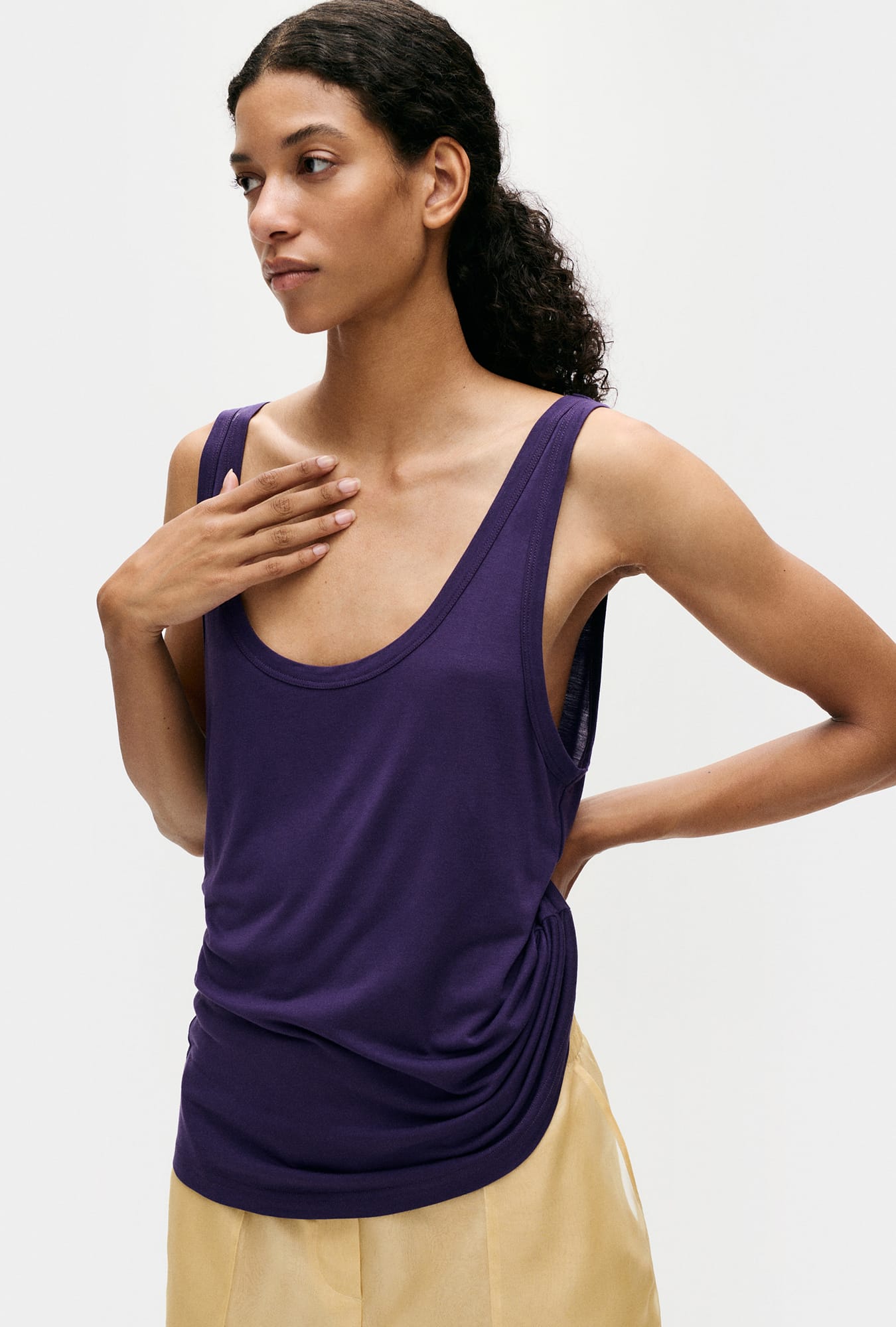 Silk Laundry Jersey Modal Scoop Tank - Nightshade | Garmentory