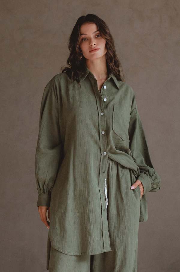 ELF Calin Long Sleeve Oversized Shirt | Garmentory
