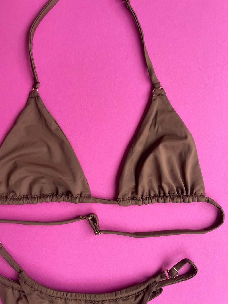 Slate Swim Rain Adjustable Triangle Bikini Top - Espresso | Garmentory