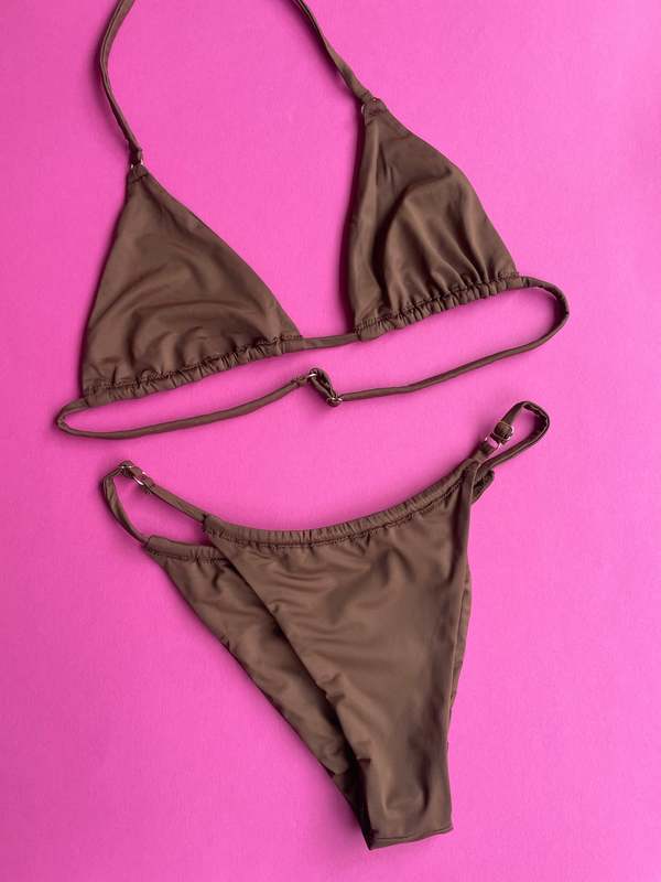 Slate Swim Rain Adjustable Triangle Bikini Top - Espresso | Garmentory