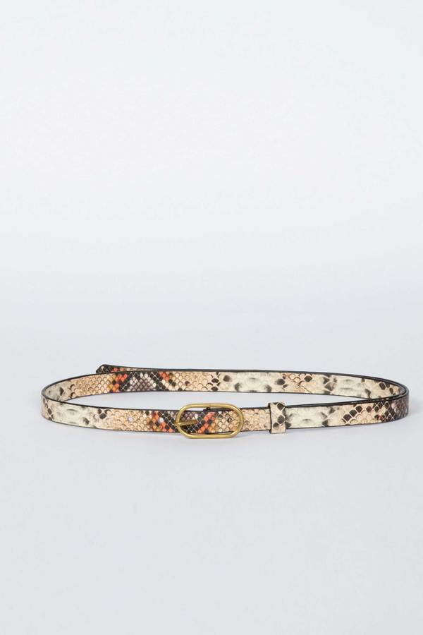 Rachel Comey Claud Leather Belt - Multi Brown Snake Print | Garmentory