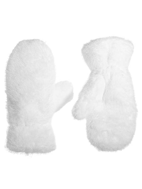 MONOSUIT Faux Fur Mittens - White | Garmentory