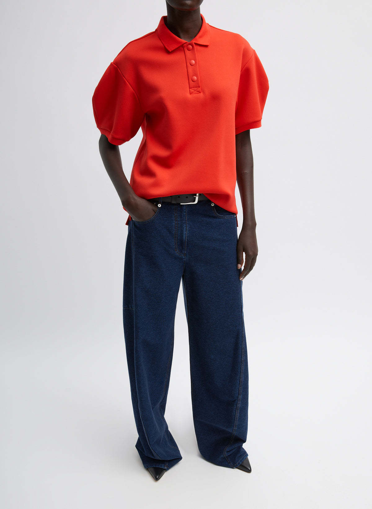 Tibi Indigo Barre Denim Knit Sid Jean - Indigo | Garmentory