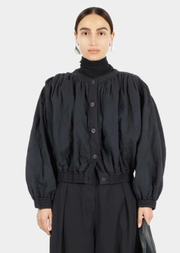 Modern Weaving Quilted Cotton Balloon Jacket - Black | Garmentory